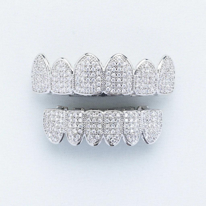 Iced Out Diamond Grillz - White Gold