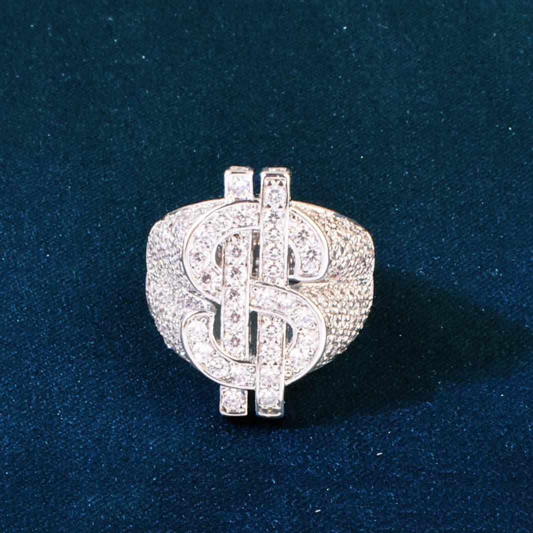 Iced Dollar Sign Ring